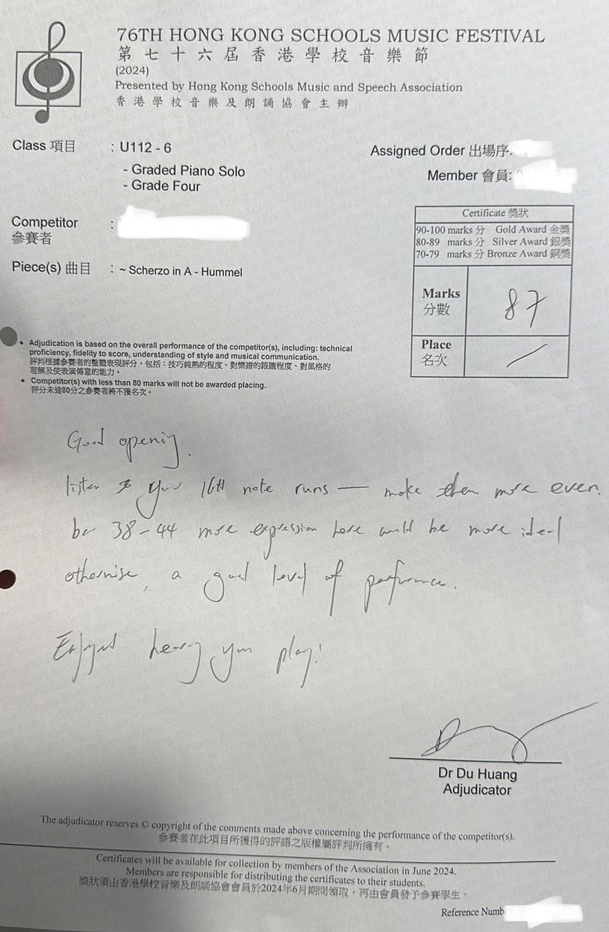 Students’ Performance – Piano Artistry Studio 鋼琴教室